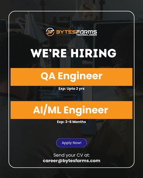 Qa Engineer Automation Manual Applynow Bytesfarms Aiml Engineer