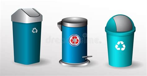 Set Of Realistic Colorful Trash Bin Isolated Eps Vector Stock Illustration Illustration Of