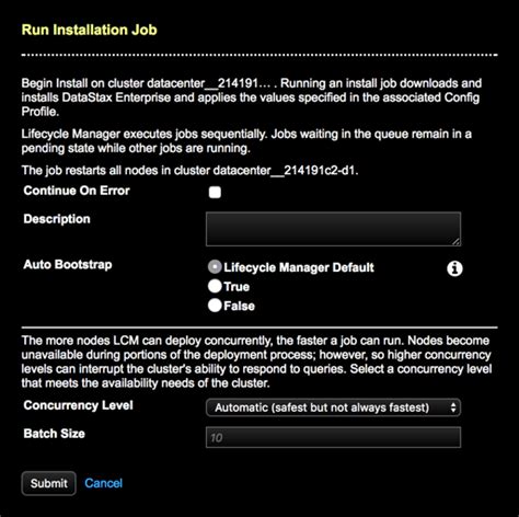 Run A DSE Installation Job Using LCM DSE OpsCenter DataStax Docs