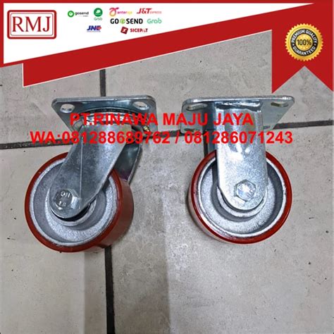 Jual Roda Troli Roda Trolley Pu Merah 4 Inch Heavy Duty Satu Set 2