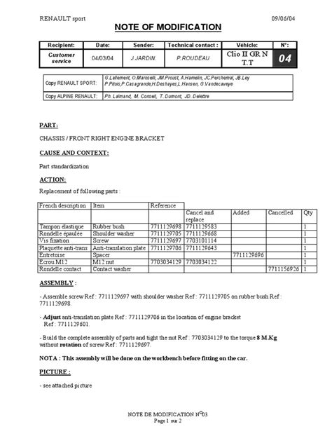 Note De Modification 04 Pdf Car Manufacturers Motor Vehicle Note De Modification 04 Pdf Car Manufacturers Motor Vehicle