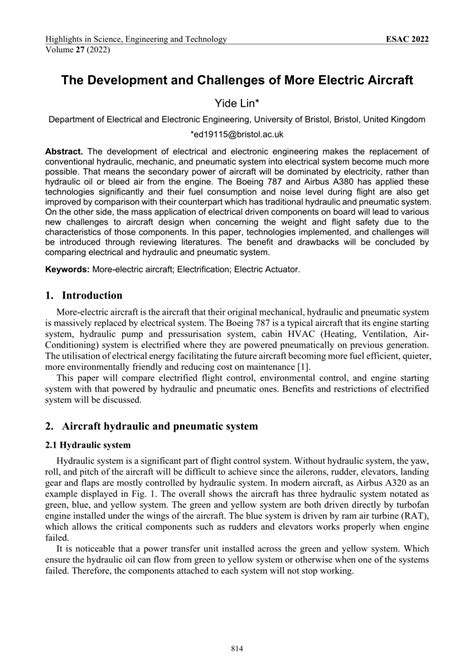 Pdf The Development And Challenges Of More Electric Aircraft