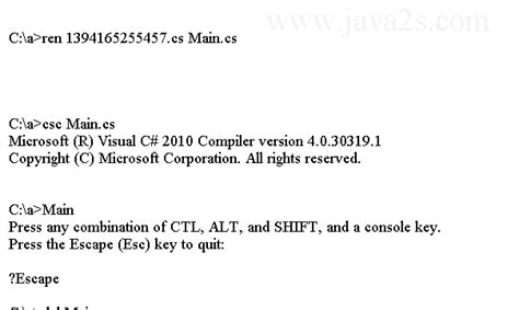 C Tutorial C ConsoleKeyInfo Key