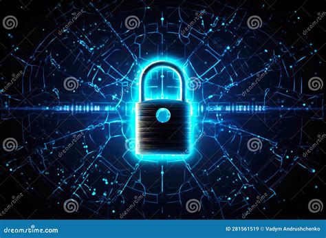 Lock On Digital Background Cybersecurity Information Or Network