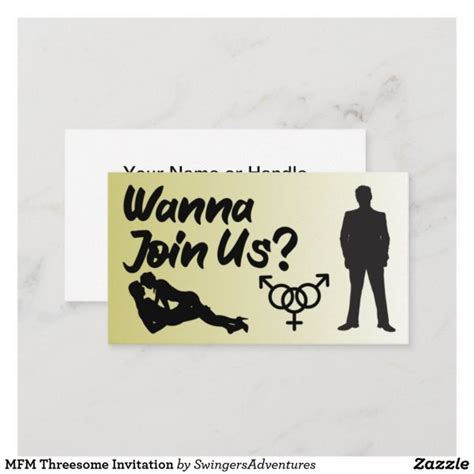 Customizable Swinger MFM Threesome Invitation Wanna Join Us Box Of 100 Business Card Size