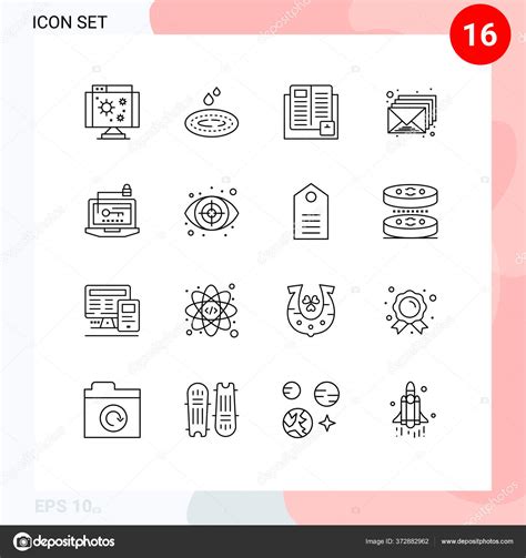 Pack Creative Outlines Access Mail Book Inbox School Editable Vector Stock Vector By ©flatart