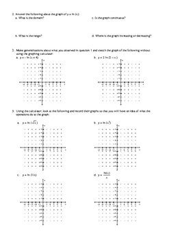 Graphing Natural Logs Calculator Discovery Activity TPT