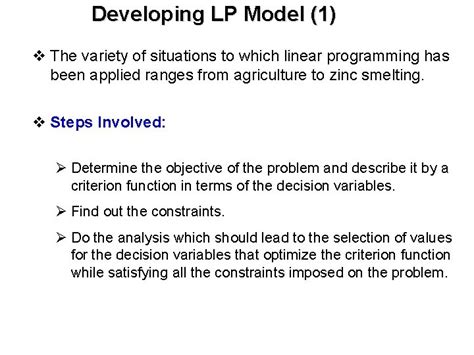 Module Outline Introduction The Linear Programming Model Examples