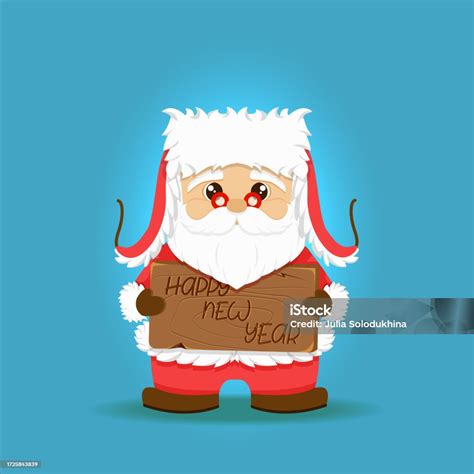 간판을 들고 있는 산타클로스 만화 메리 크리스마스 인사말 카드 재미있는 크리스마스 캐릭터와 배너 새해 축하합니다 포스터 또는 엽서 프리젠테이션 템플릿 디자인 모형 12월