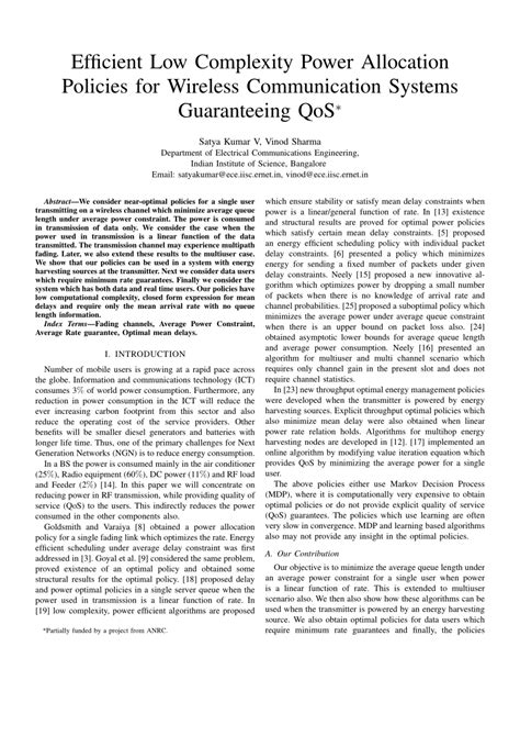 Pdf Efficient Low Complexity Power Allocation Policies For Wireless