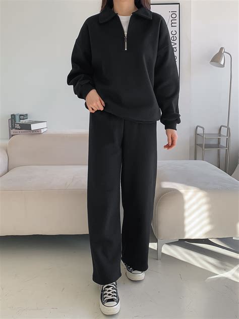 Set가격조거and와이드 핏최고 오버핏 반집업맨투맨 와이드팬츠 조거팬츠 트레이닝 세트 기모 데일리 꾸안꾸 운동복 츄리닝 국내자체제작