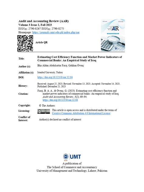 Estimating Cost Efficiency Function And Market Power Indicators Of Commercial Banks An