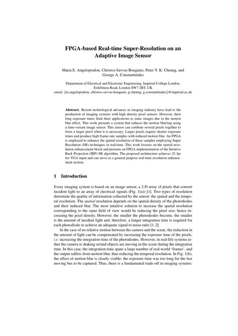 Pdf Fpga Based Real Time Super Resolution On An Adaptive Image Sensor