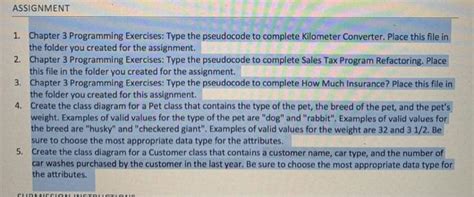 assignment 1 chapter 3 programming exercises type