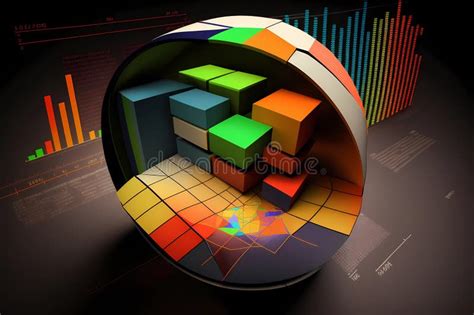 Abstract Presentation Of Graph Chart Pie In 3d Geometric To Represent Business Financial Success