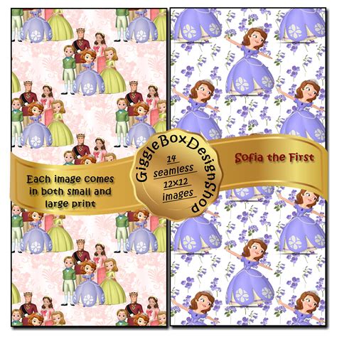 Sofia The First Seamless Sized For 12x12 Stationary Cards Etsy