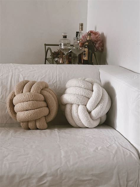Nolita Boucle Knot Pillow Teddy Ball Throw Cushion Pillow Home Accent T Etsy Home