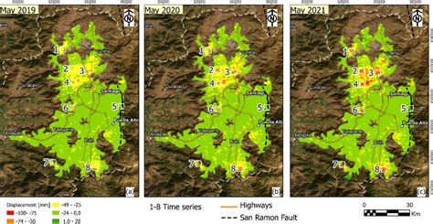 Map Of Cumulative Displacements And Temporal Evolution A Recorded In