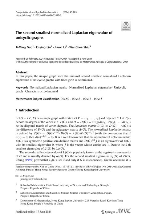 Pdf The Second Smallest Normalized Laplacian Eigenvalue Of Unicyclic Graphs