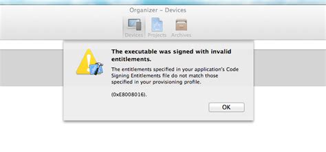 Ios Adhoc The Executable Was Signed With Invalid Entitlements