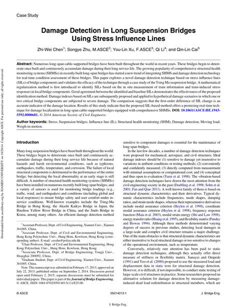 Pdf Damage Detection In Long Suspension Bridges Using Stress Influence Lines Pdf Damage Detection In Long Suspension Bridges Using Stress Influence Lines