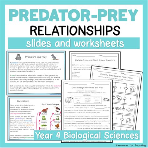 Predator Prey Relationships Slides And Worksheets Resources For Teaching Australia