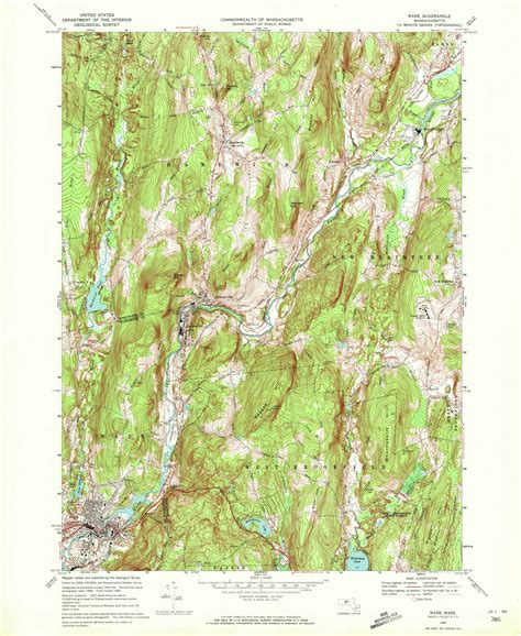 Ware Massachusetts 1969 1972 Usgs Old Topo Map Reprint 7x7 Ma Quad