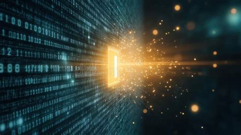 A Digital Portal Opens Amidst Streaming Binary Data Emitting A Bright Light And Particles