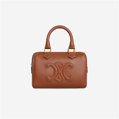 셀린느 스무스 카프스킨 스몰 보스턴백 레더 트리옹프 탄 Celine Kream