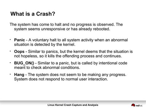 Linux Crash Dump Capture And Analysis Ppt