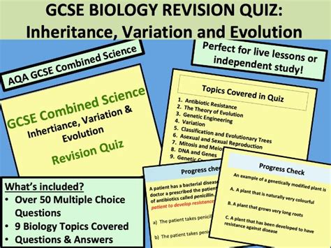 Aqa Gcse Biology Inheritance Variation And Evolution Teaching Resources
