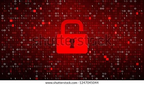Technology Binary Code Red Background Lock Stock Vector Royalty Free