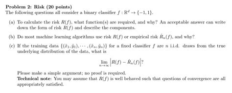 Solved Problem 2 Risk 20 Points The Following Questions