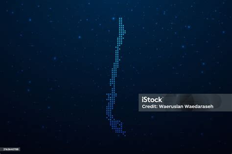 미래 지향적인 스타일의 칠레 점선 지도 별 선 점으로 만든 빛나는 윤곽선 통신 진한 파란색 배경에 인터넷 기술 개념 0명에 대한