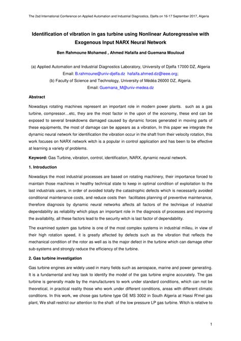 Pdf Identification Of Vibration In Gas Turbine Using Nonlinear
