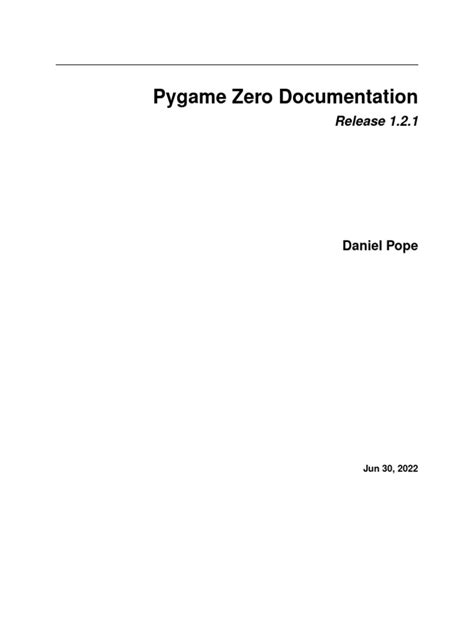 Pygame Zero Readthedocs Io En Stable Pdf Computing Software Engineering