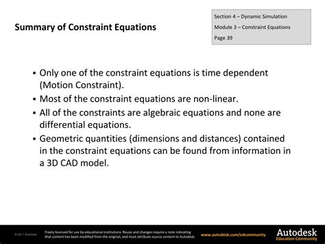 ppt dynamic simulation constraint equations powerpoint presentation