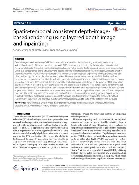 pdf spatio temporal consistent depth image based rendering using