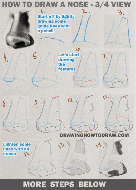 How To Draw A Realistic Nose Step By Step