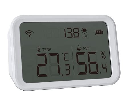 China Tuya Zigbee LCD Display Smart Temperature Humidity Sensor Detector Light Intensity