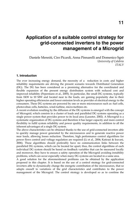 PDF Application Of A Suitable Control Strategy For Grid Connected Inverters To The Power