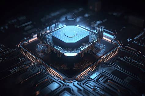 Futuristic Cpu Quantum Processor In The Global Computer Network Stock Futuristic Cpu Quantum Processor In The Global Computer Network Stock