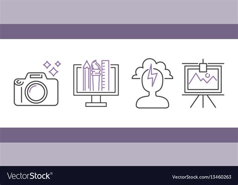 Art Icons Set Design Linear Royalty Free Vector Image