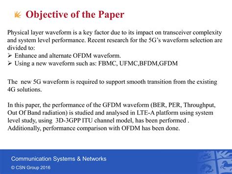 System Level 5g Evaluation Of Gfdm Waveforms In An Lte A Platform Pptx
