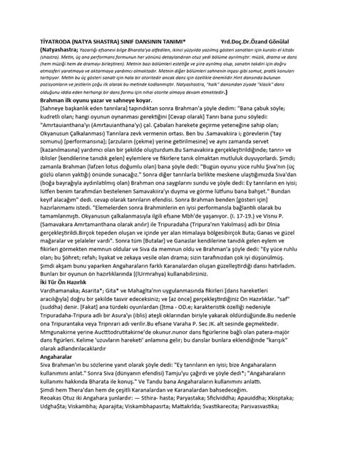 Tiyatroda Natya Shastra Sinif Dansinin Tanımı Pdf