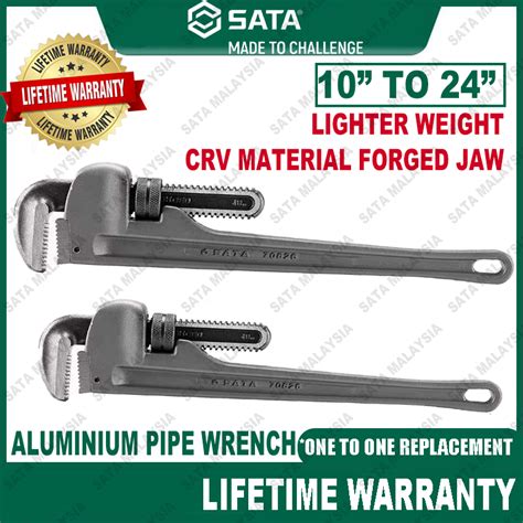 Sata Aluminium Pipe Wrench 10 To 24 Strong Jaw Pipe Wrench Pipe