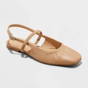 A New Day Shoes A New Day Tan Strappy Slingback Flats Nwt Size 6