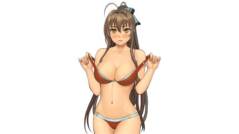 Download Wallpaper Girl Sexy Cleavage Long Hair Brown Hair Boobs