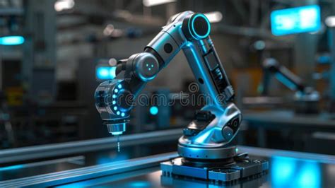 Industrial Robot Arm In Factory Setting Stock Image Image Of