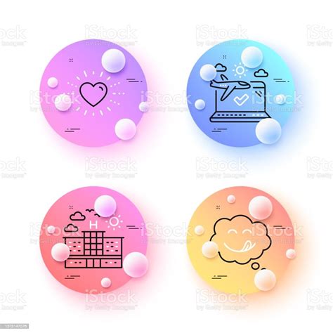 호텔 하트와 맛있는 미소 최소한의 라인 아이콘 웹 응용 프로그램의 경우 인쇄합니다 벡터 관광에 대한 스톡 벡터 아트 및 기타 이미지 Istock